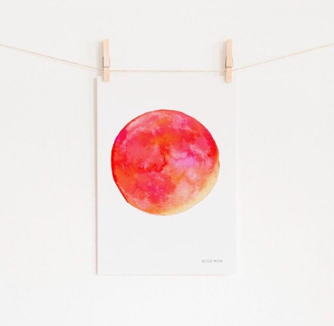 Moon Art Print Lunar Eclipse Blood Moon Watercolour Moon - Etsy