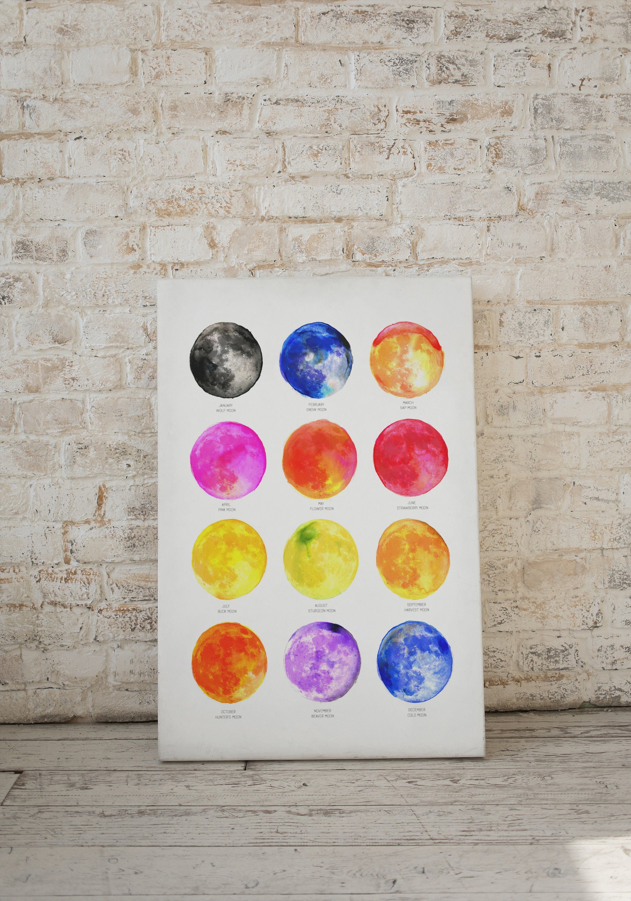 Full Moon Names Art Print Full Moon Month and Name Chart - Etsy UK