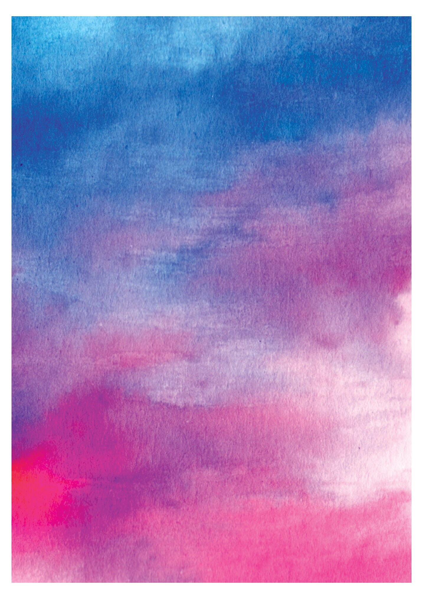 Blue and Pink Abstract Art Print - Watercolour Painting - Large ...