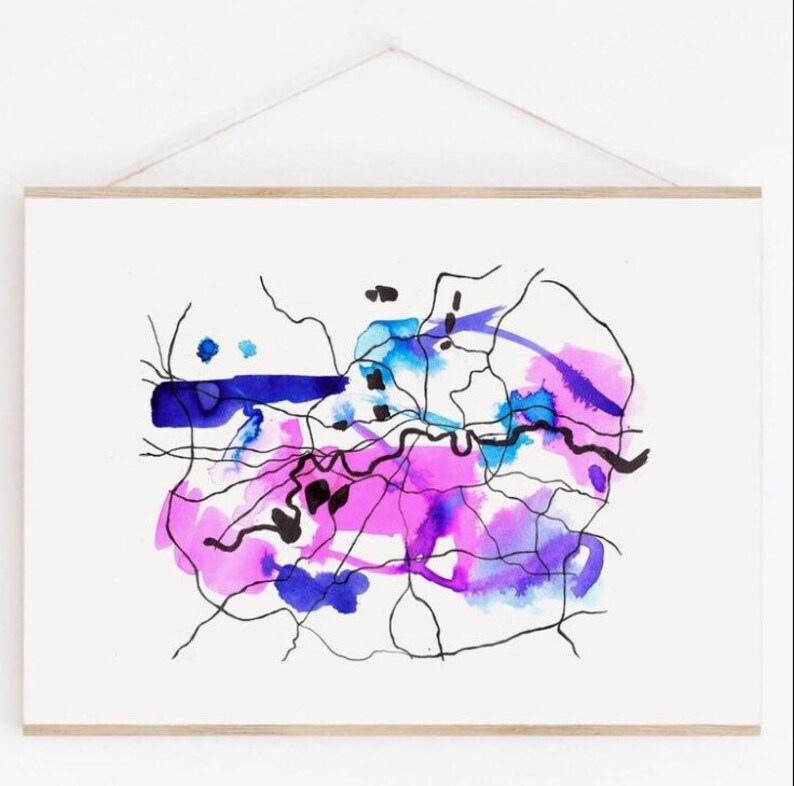 London Map Art Print Colourful Abstract London Wall Art - Etsy