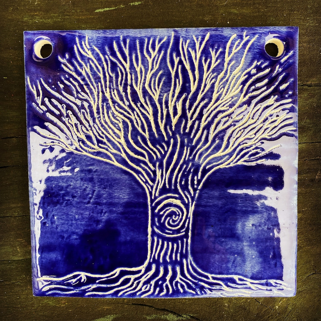 Tree of Life Ceramic Hanging Plate, Interior Decoration in Pottery Wall ...