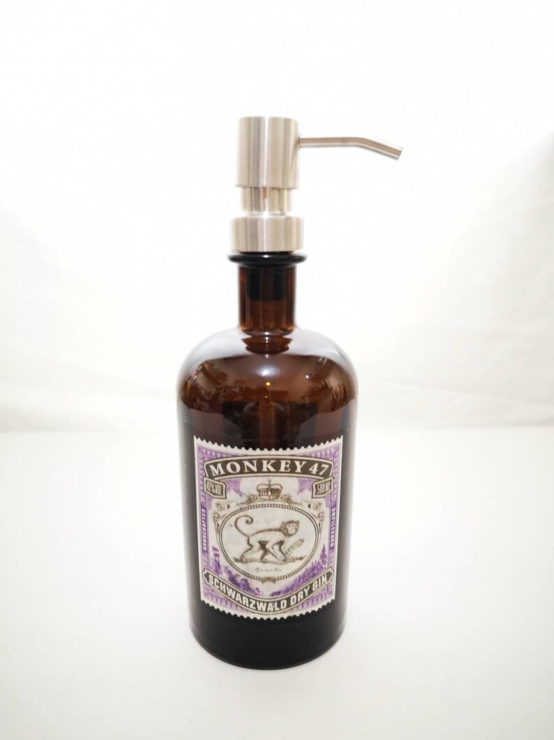 Monkey 47 Gin Bottle Soap Dispenser With Stainless Steel Pump and Water ...