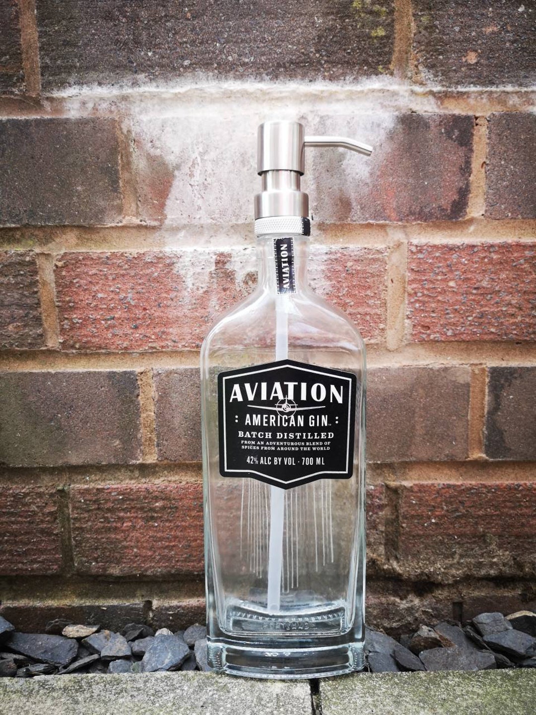 Aviation Gin Bottle Soap Dispenser With Stainless Steel Pump and Water ...