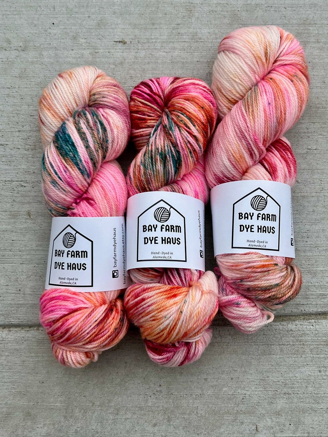 Charmed Pink/ Hand-dyed Yarn / Pink Yarn / Pink and Teal Yarn / Sock ...