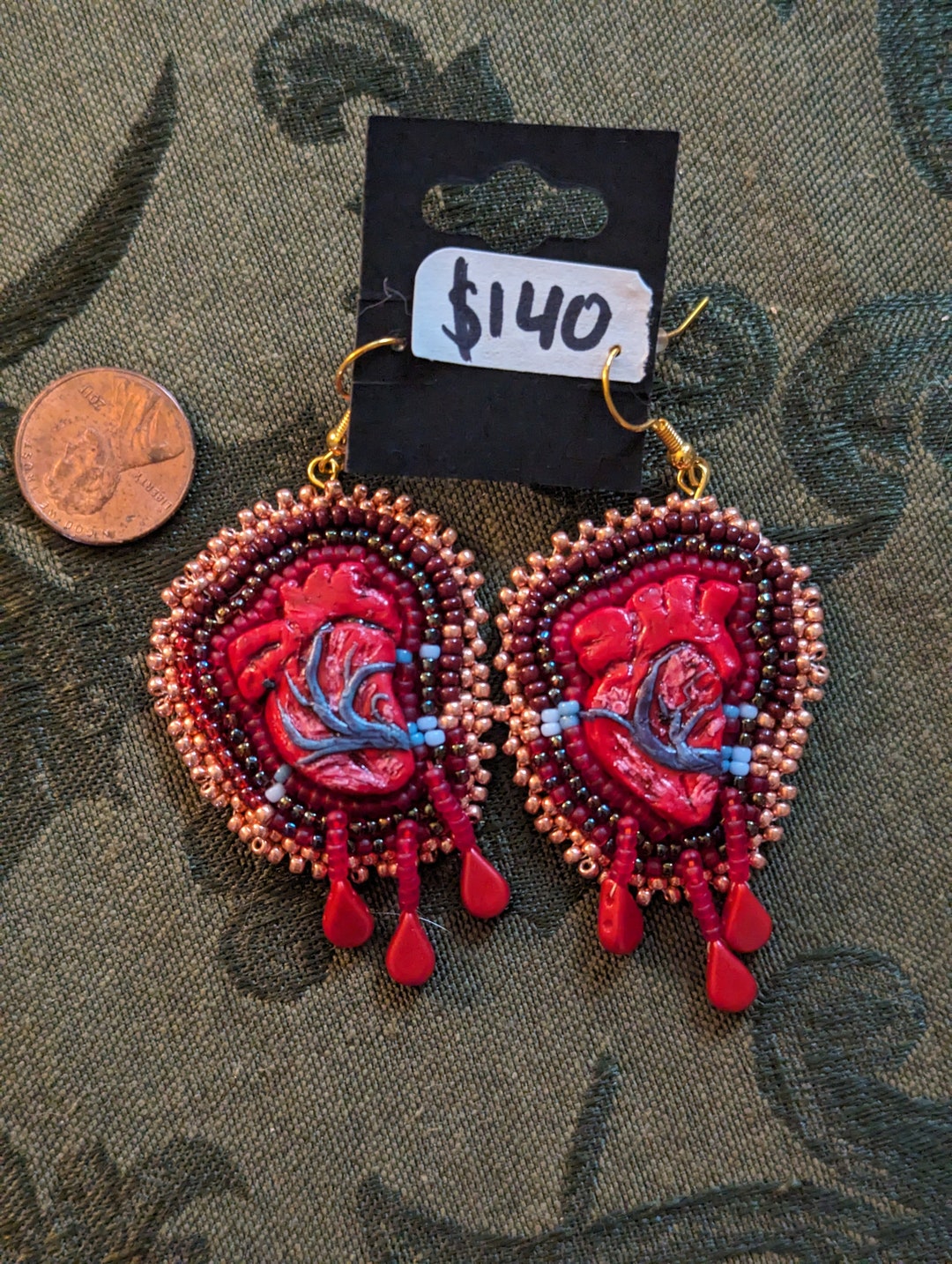 Hand-beaded Anatomical Heart With Blood Drips - Etsy