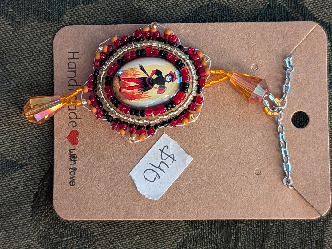Imp Devil Fire Hand Beaded Dangle Pendant Necklace - Etsy