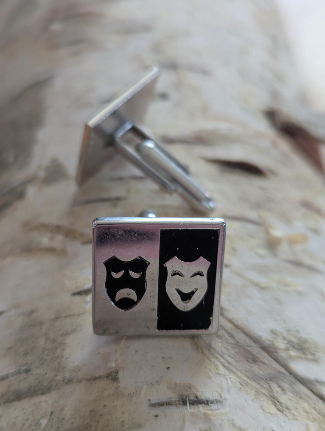 Vintage SWANK Cufflinks: 1960s Comedy Tragedy Masks, Silver Tone - Etsy