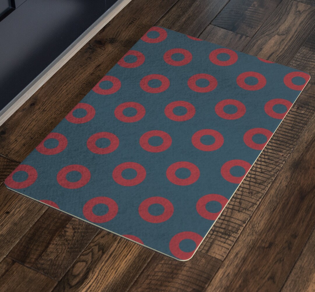 Phish Donut Door Matt, Red Circle Donut on Tealish BG, Fishman Donut ...