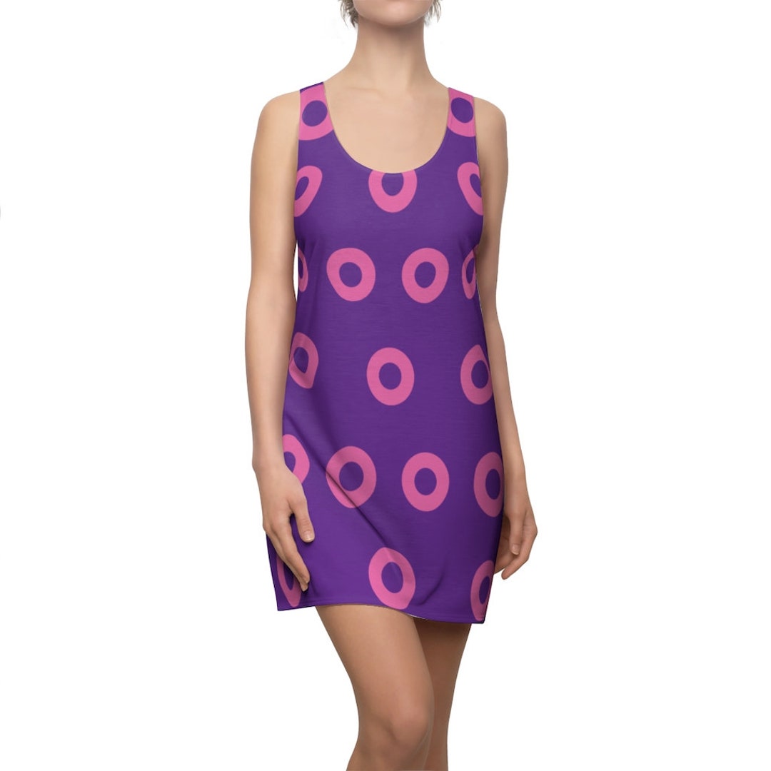 Phish Fishman Donut Women's Racerback Dress, Pink Donuts on Purple ...