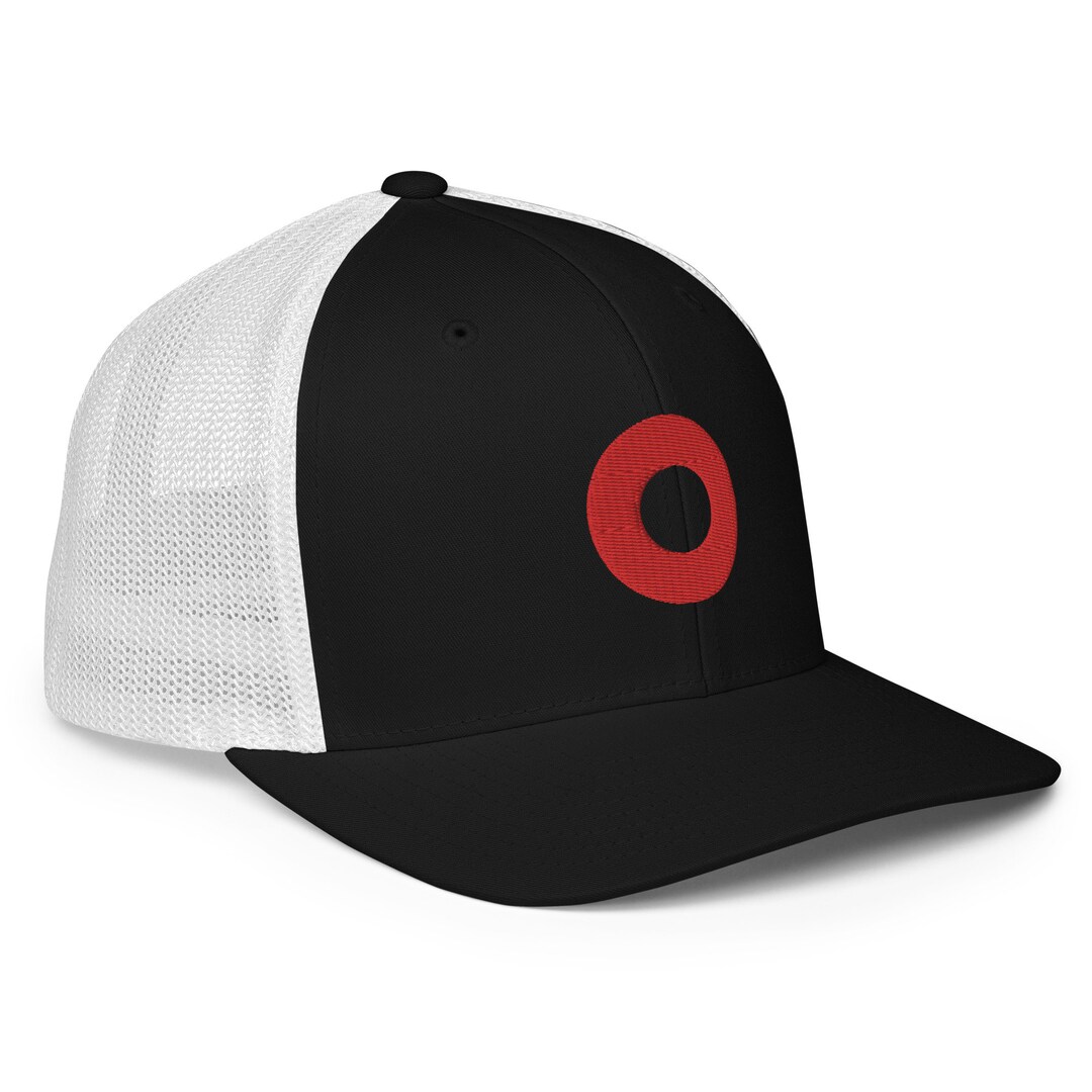 Red Circle Donut Embroidered Closed-back Trucker Cap, Red Circle Donut ...