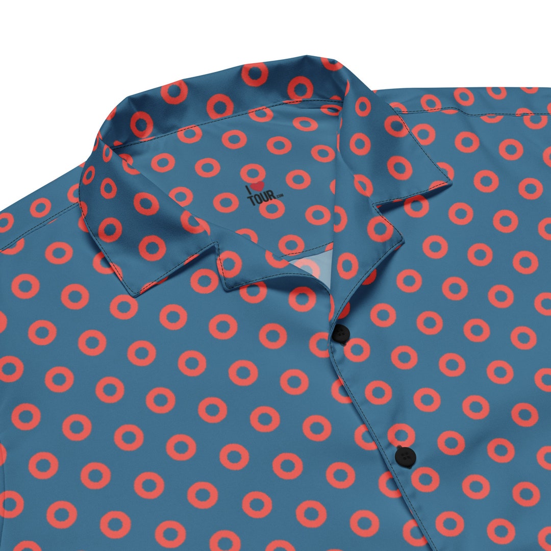 Phish Red Circle Donut Button Down Shirt- Phish Mens Gift - Red Circle ...