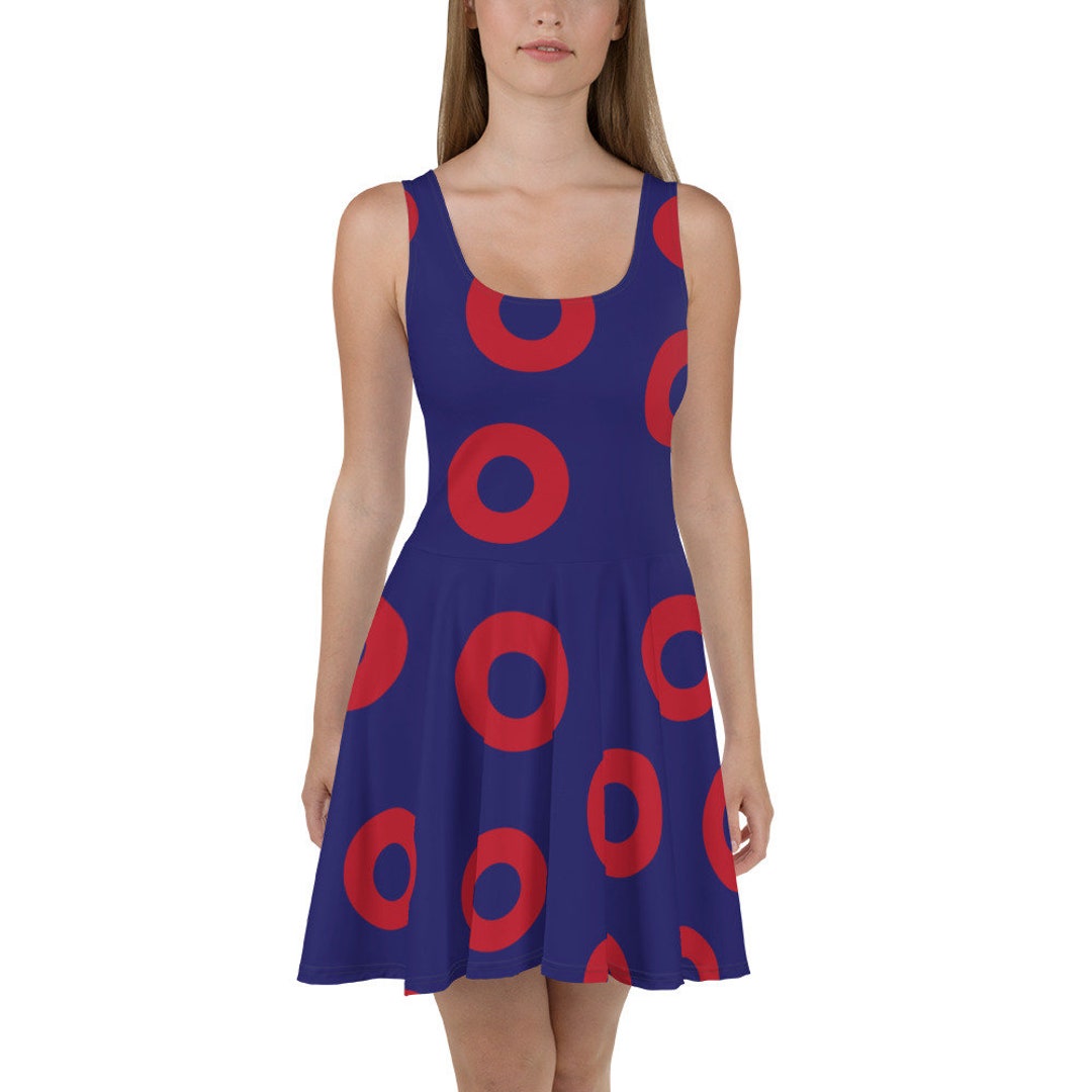 Phish Red Circle Donut Skater Dress - Red Circle Donut, Fishman Donut ...