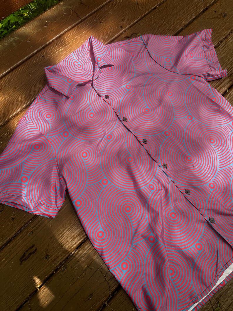 Phish Red Circle Donut Waves Button Down Shirt- Phish Mens Gift - Red ...