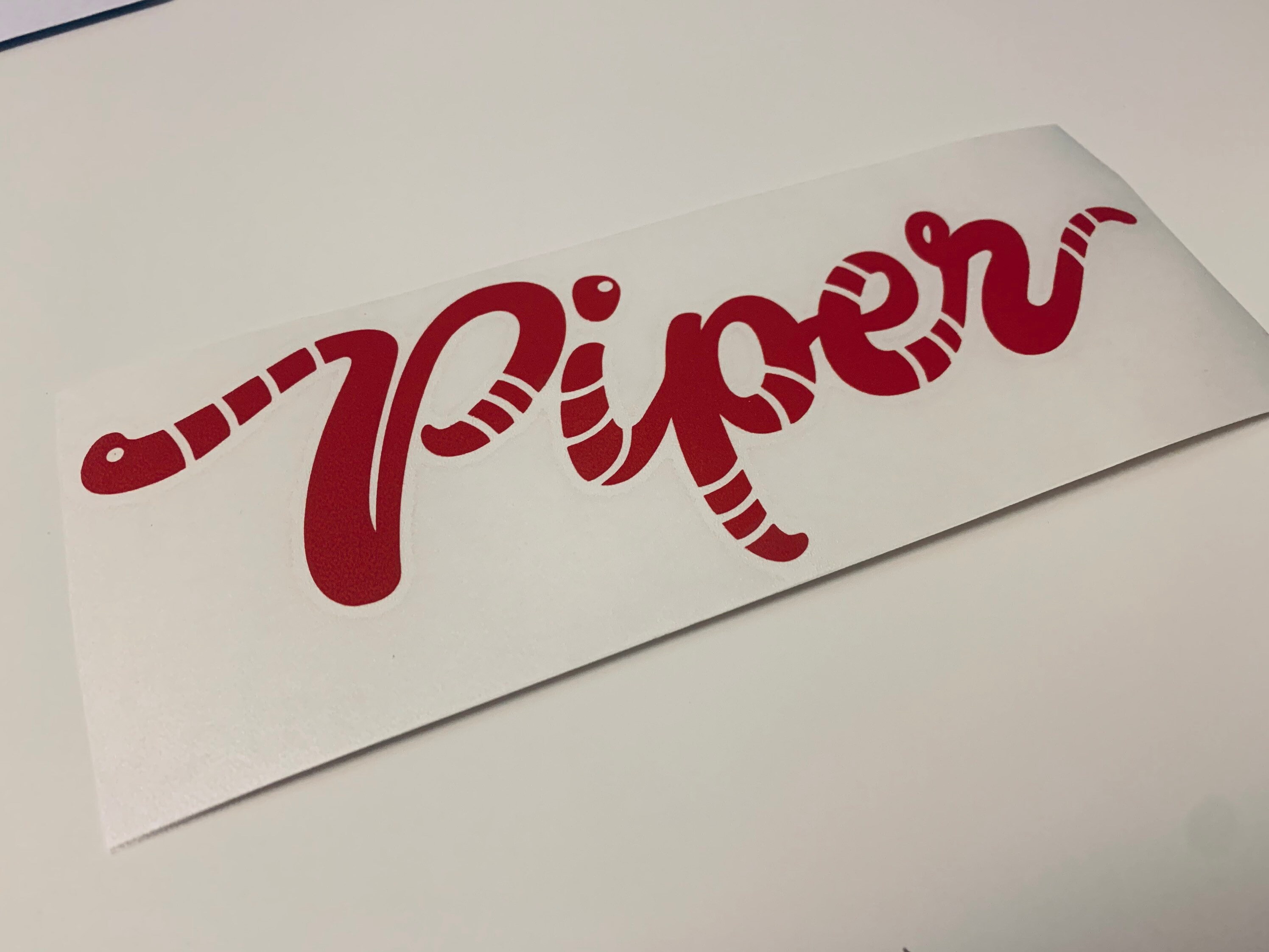 Piper Red Worm Vinyl Stickerpiper Stickerphan Stickerphan - Etsy