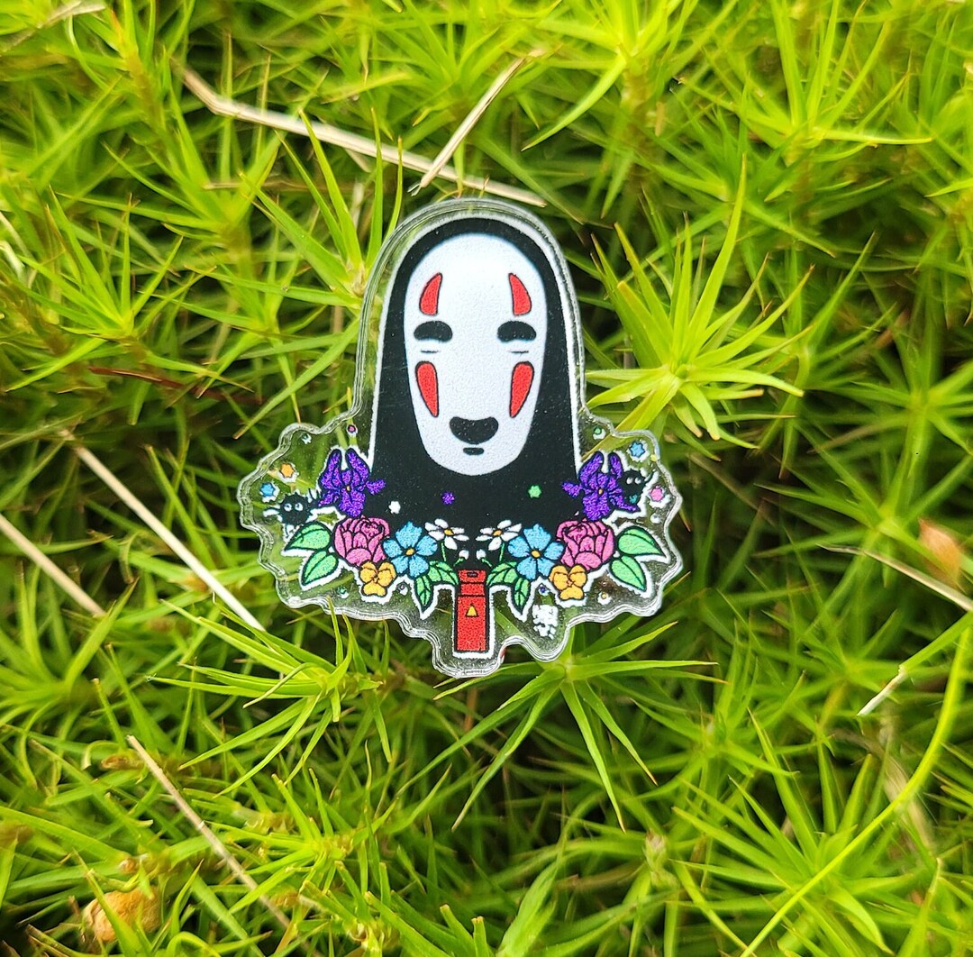 Spirited Away No Face Studio Ghibli 2.3cm Clear Acrylic Pin Flowers ...