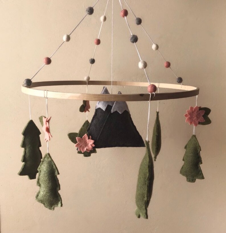 Woodland Theme Pine-trees Flowers and Mountains Baby Crib - Etsy