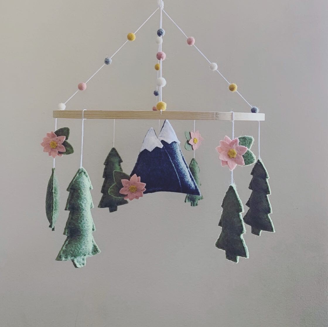 Woodland Theme Pine-trees Flowers and Mountains Baby Crib - Etsy