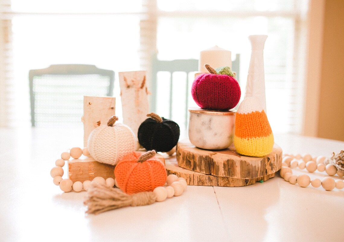 Knit Candy Corn Fall Decor Handmade Gift Fall Gifts | Etsy
