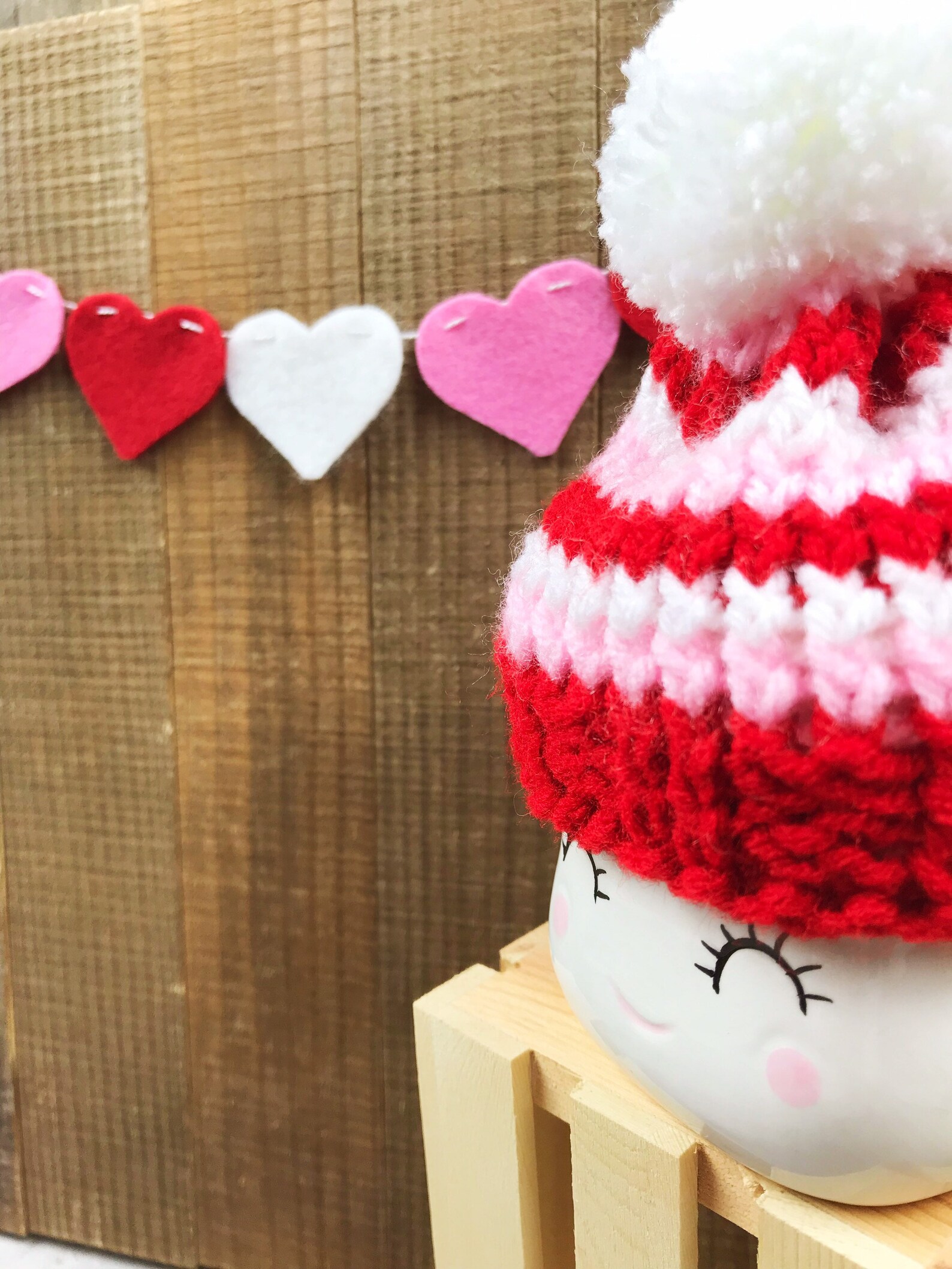 Marshmallow Mug Valentine Hats, Valentine's Day Decorations, Knitted ...