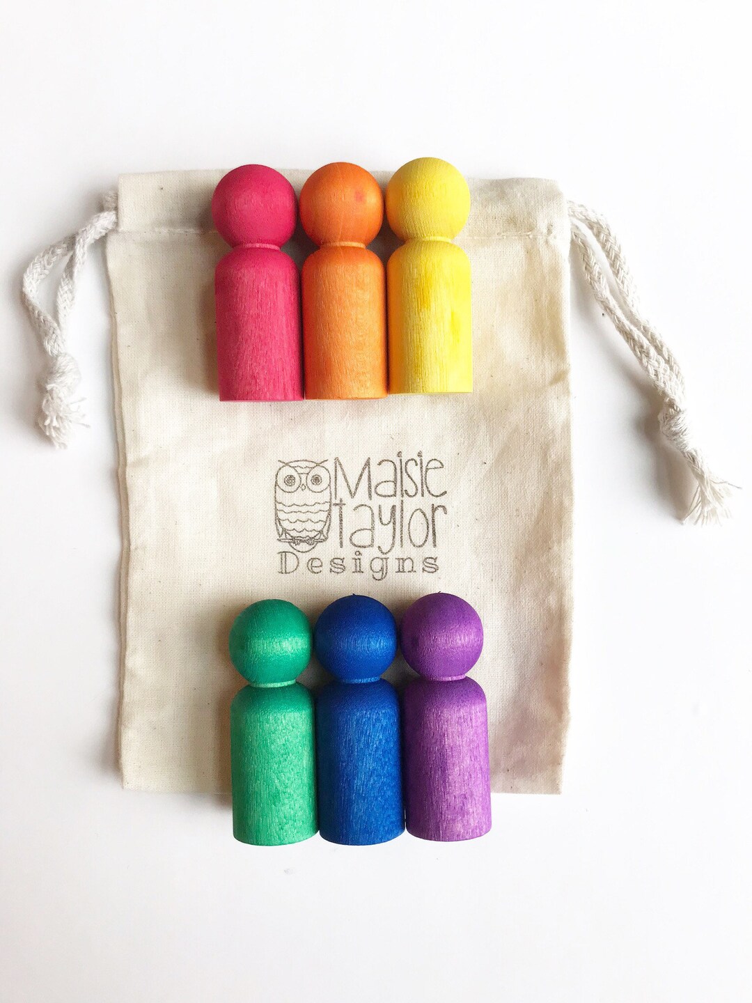 Rainbow Peg Dolls, Cute Stocking Stuffers for Toddlers, Wooden Peg ...