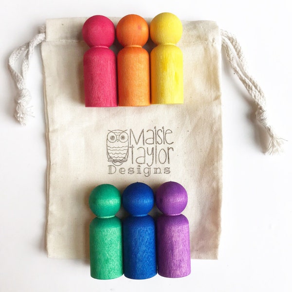 Rainbow Peg People - Etsy