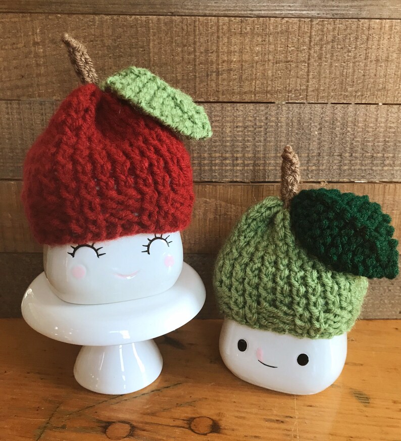 Marshmallow Mug Apple Hats, Fall Decorations, Knitted Autumn Hat, Knit ...