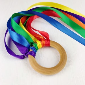 Ribbon Kite, Rainbow Hand Kite With Bells, Indoor Gross Motor Toys ...
