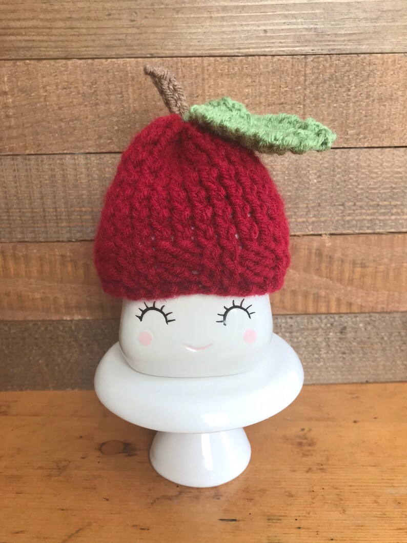 Marshmallow Mug Apple Hats, Fall Decorations, Knitted Autumn Hat, Knit ...