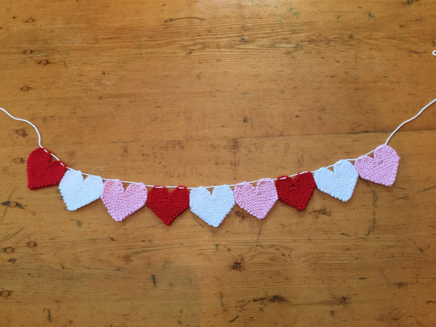 Hand Knit Valentine's Heart Banner Valentine Decoration | Etsy