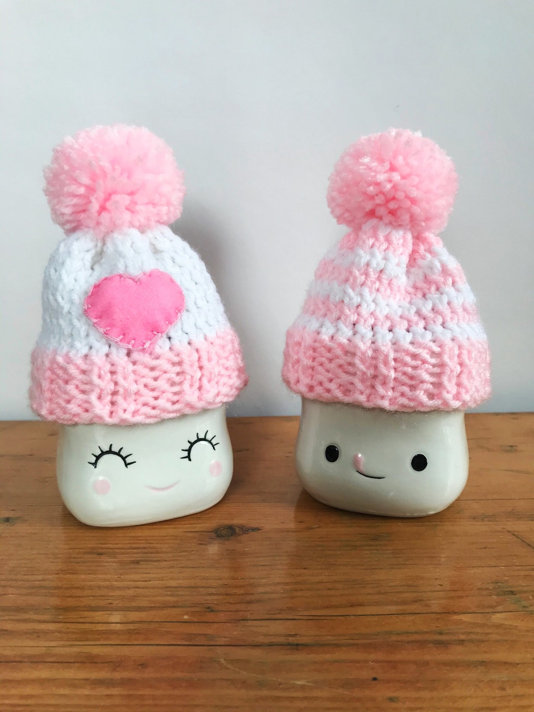Marshmallow Mug Valentine Hats, Knitted Valentine's Hat, Knit Love Hat ...