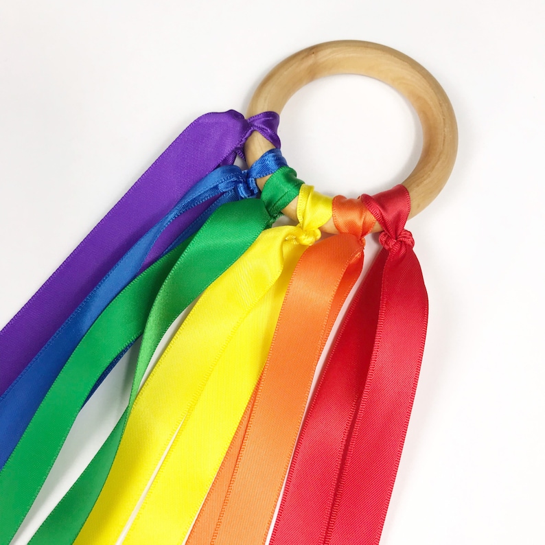 Ribbon Kite, Rainbow Hand Kite With Bells, Indoor Gross Motor Toys ...