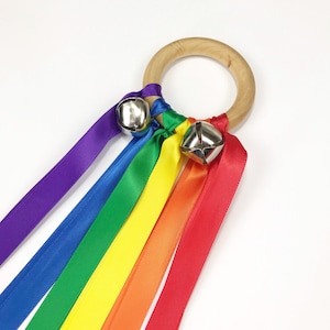 Ribbon Kite, Rainbow Hand Kite With Bells, Indoor Gross Motor Toys ...
