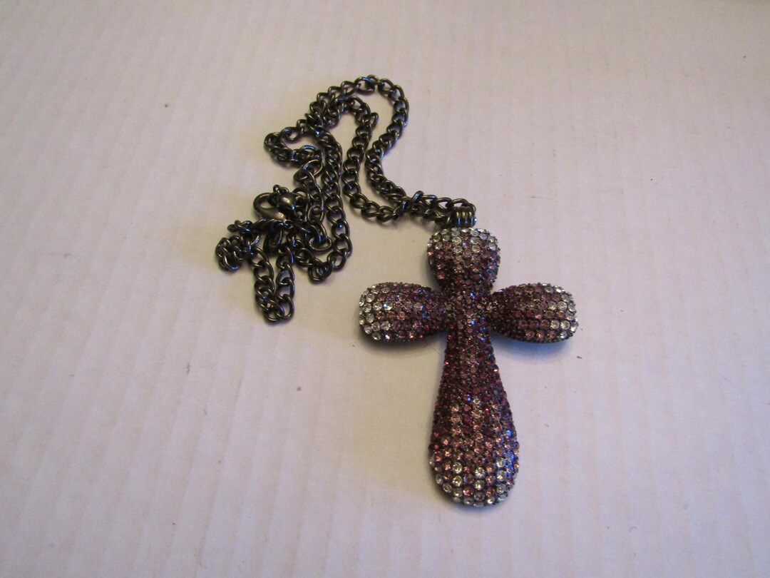 Huge Chunky Purple Ombre Cross 20" Pendant Necklace - Etsy
