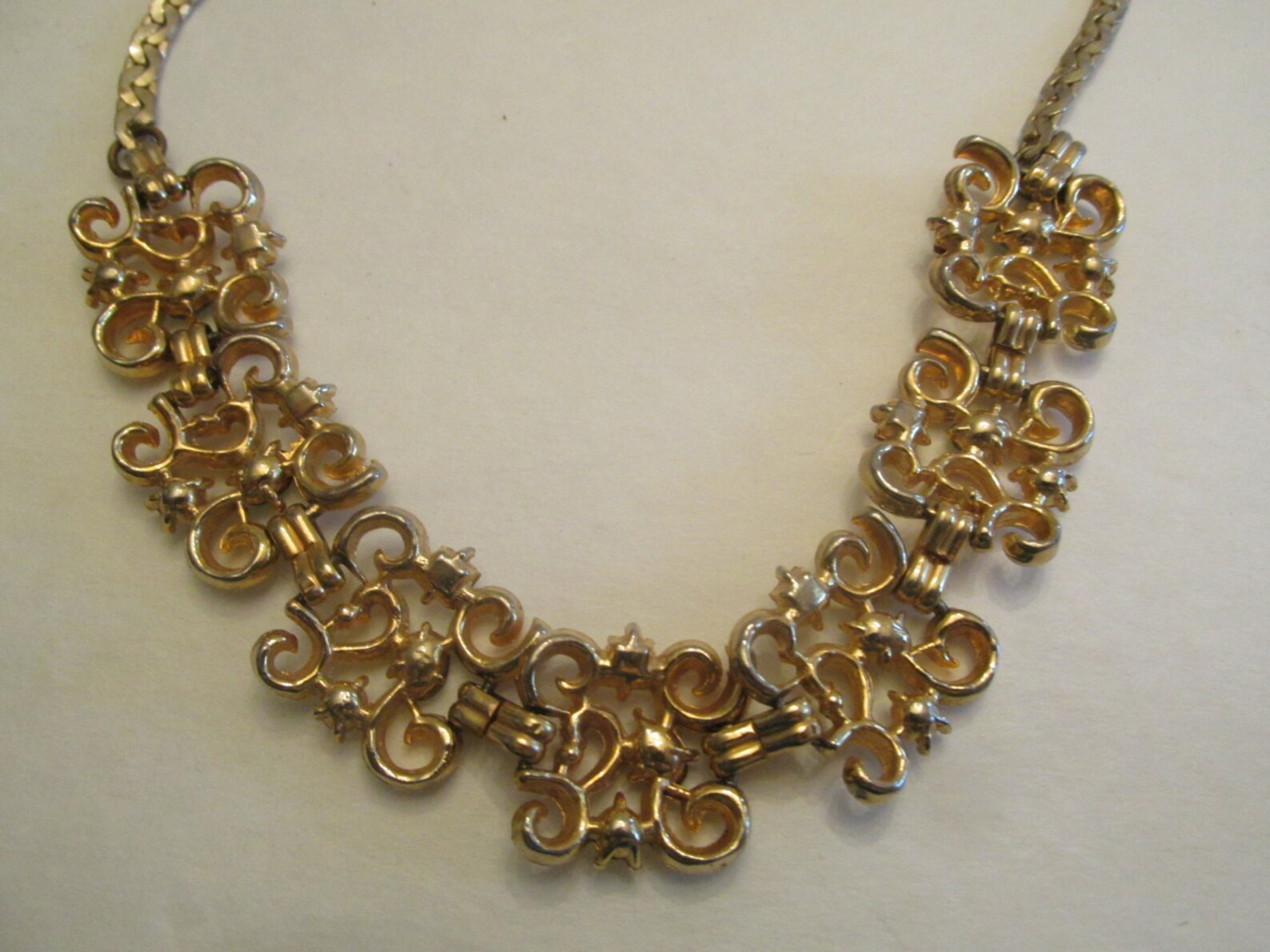 Vintage Scroll Design With Aqua Rhinestones Necklace - Etsy