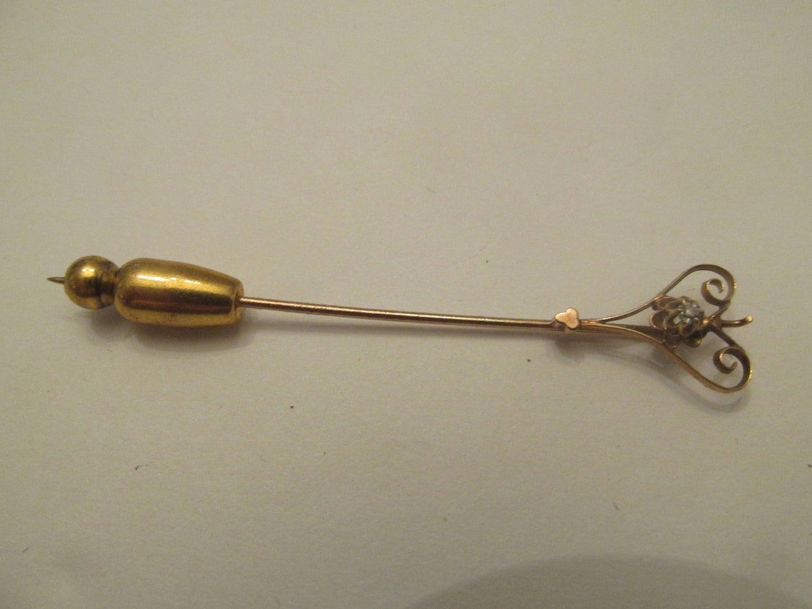 Stunning 10K Yellow Gold With Genuine Diamond Vintage Stick - Etsy
