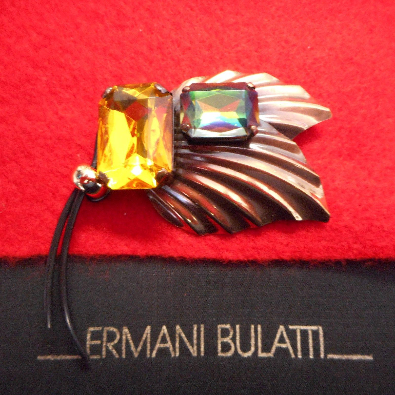 Ermani Bulatti Vintage New Bronze Leaf Brooch With Faceted Citrine ...