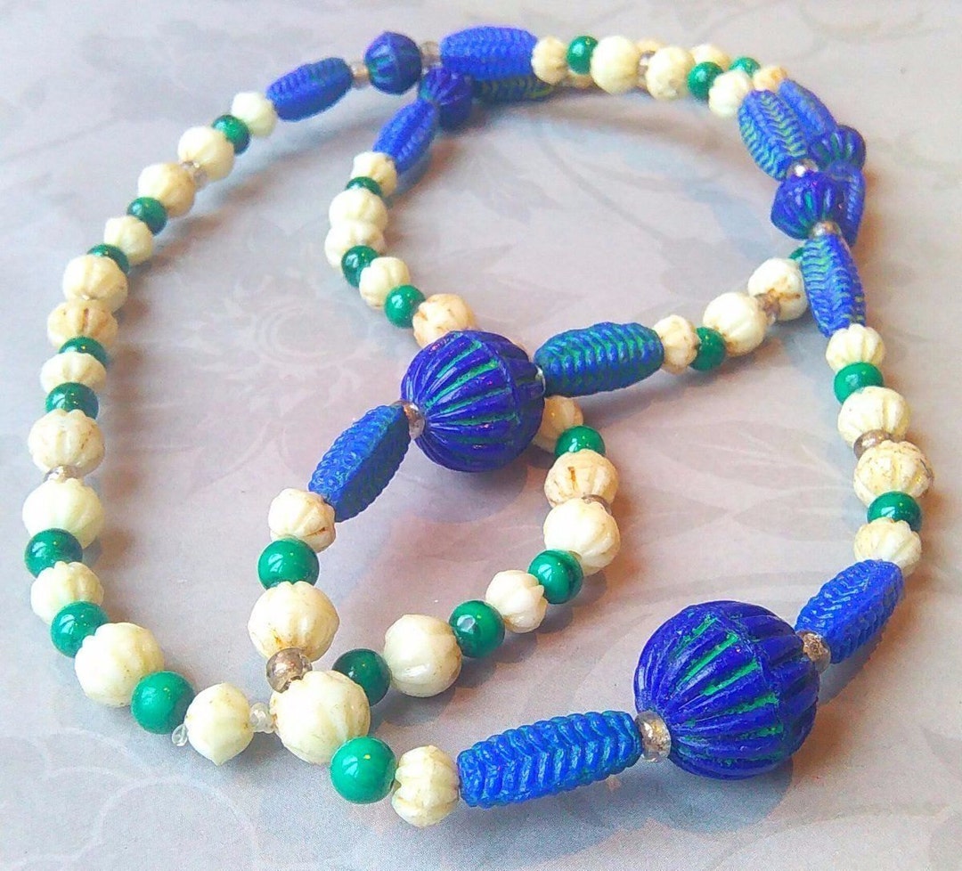 Gorgeous Art Deco Czech Max Neiger Uranium Glass Bead Necklace - Etsy