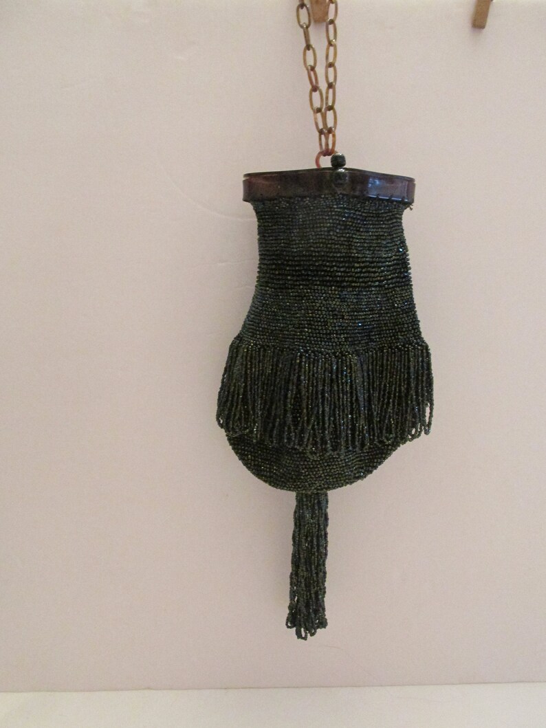 Gorgeous Art Deco Beaded Handbag With Tassel and Mirror - Etsy