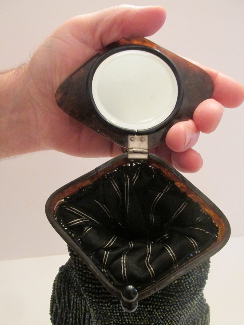 Gorgeous Art Deco Beaded Handbag With Tassel and Mirror - Etsy