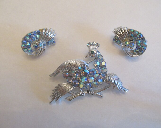 Gorgeous Vintage CORO Peacock Pin With Matching Earrings - Etsy