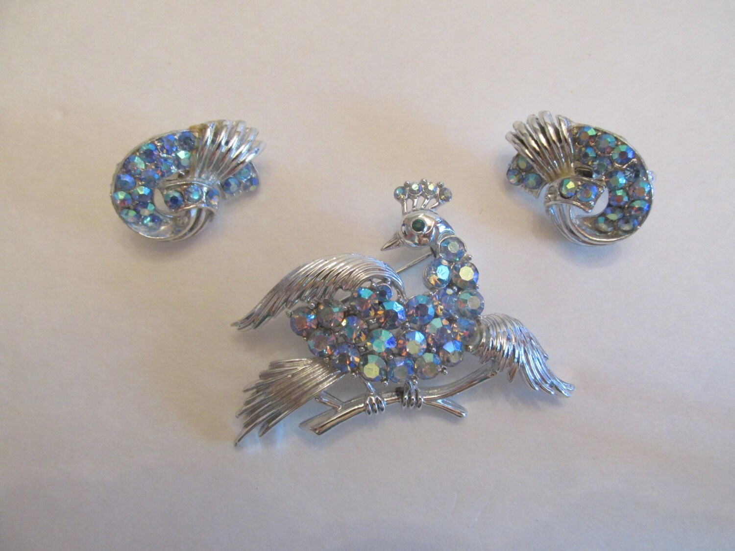 Gorgeous Vintage CORO Peacock Pin With Matching Earrings - Etsy