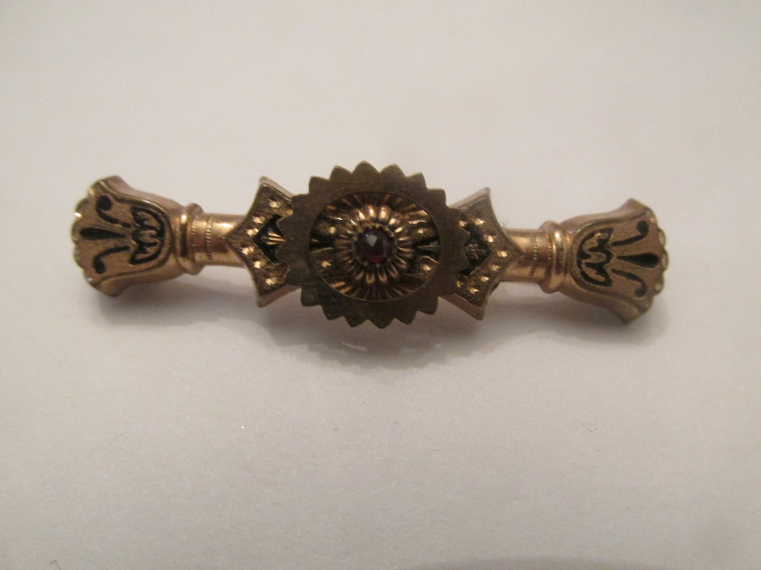 Antique Gold Filled Brooch With Ruby Center With C Clasp 1800"s - Etsy