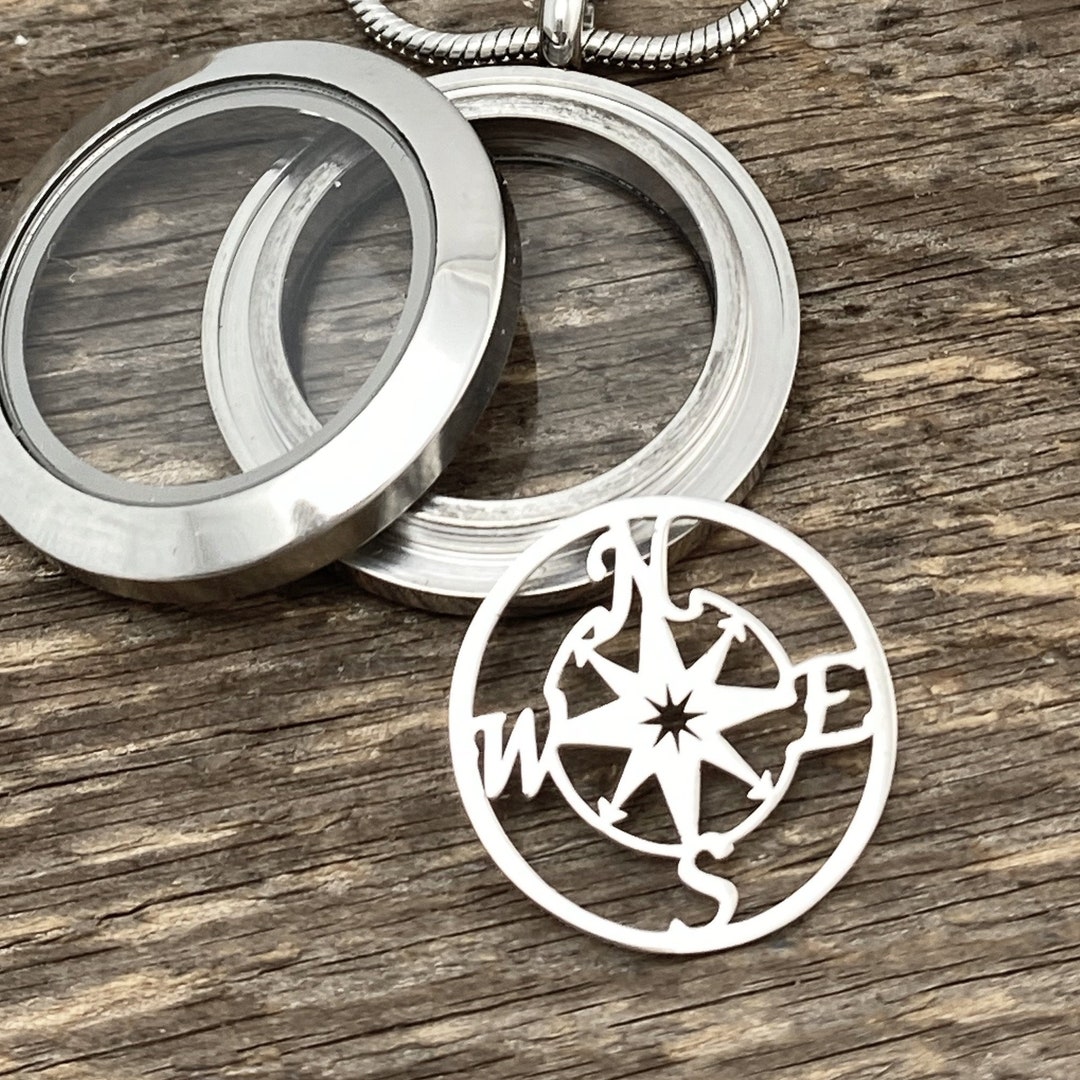Compass Glass Locket - Etsy