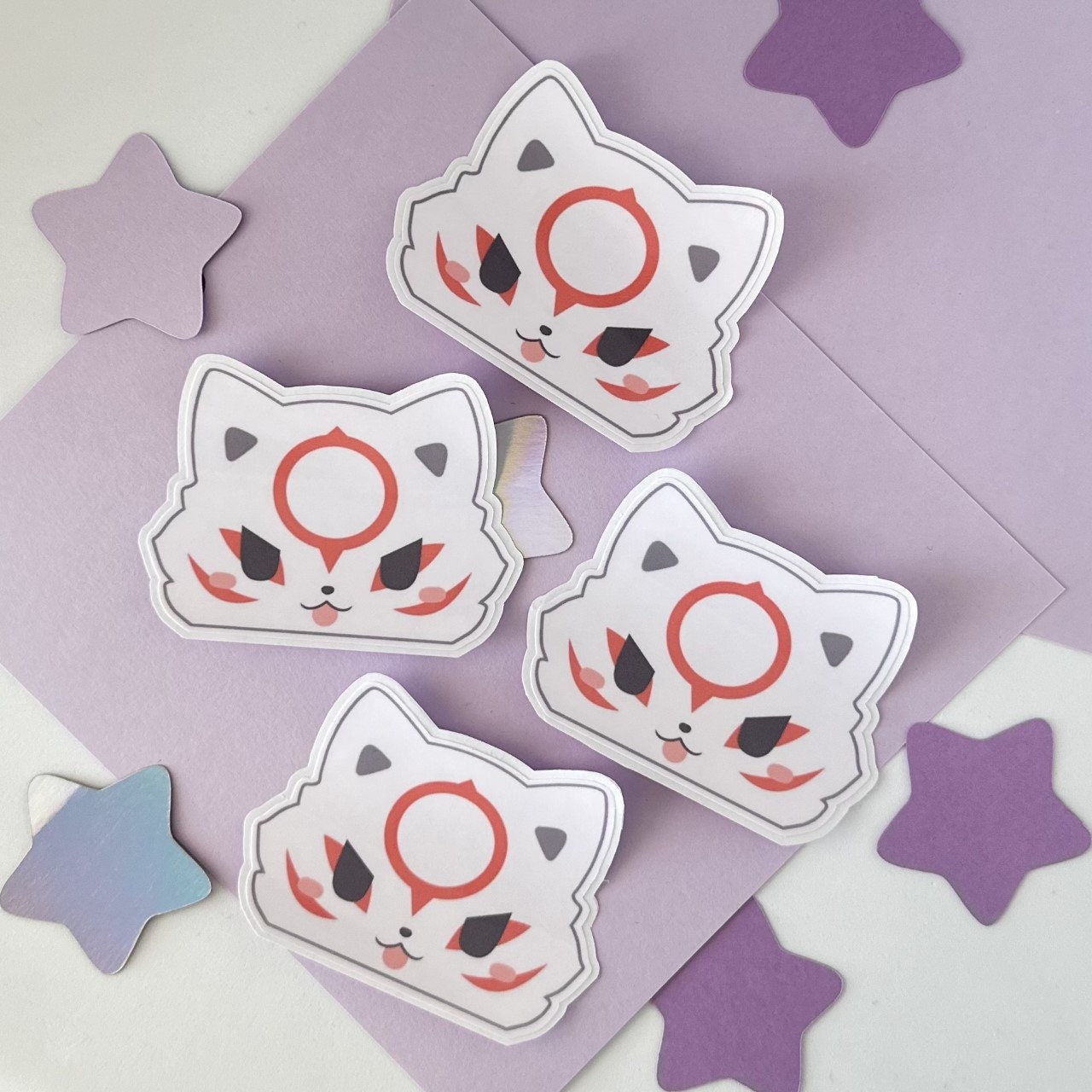 White Wolf Goddess Peeker Sticker Small / Cute Accessories - Etsy