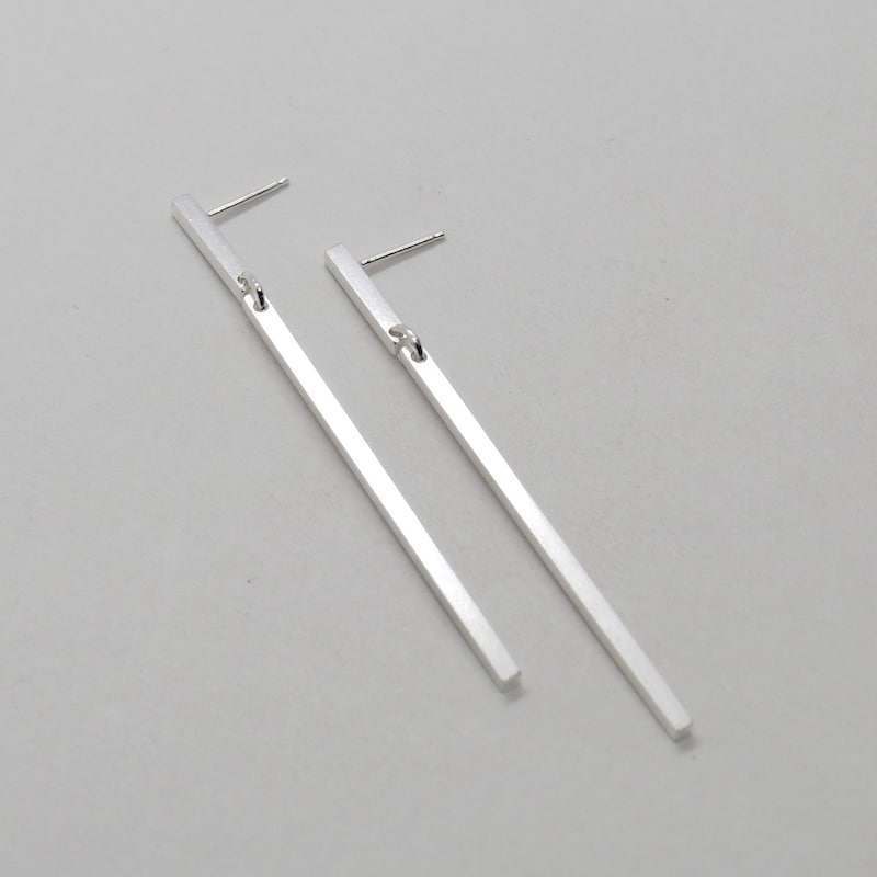 Silver Line Earrings - Etsy