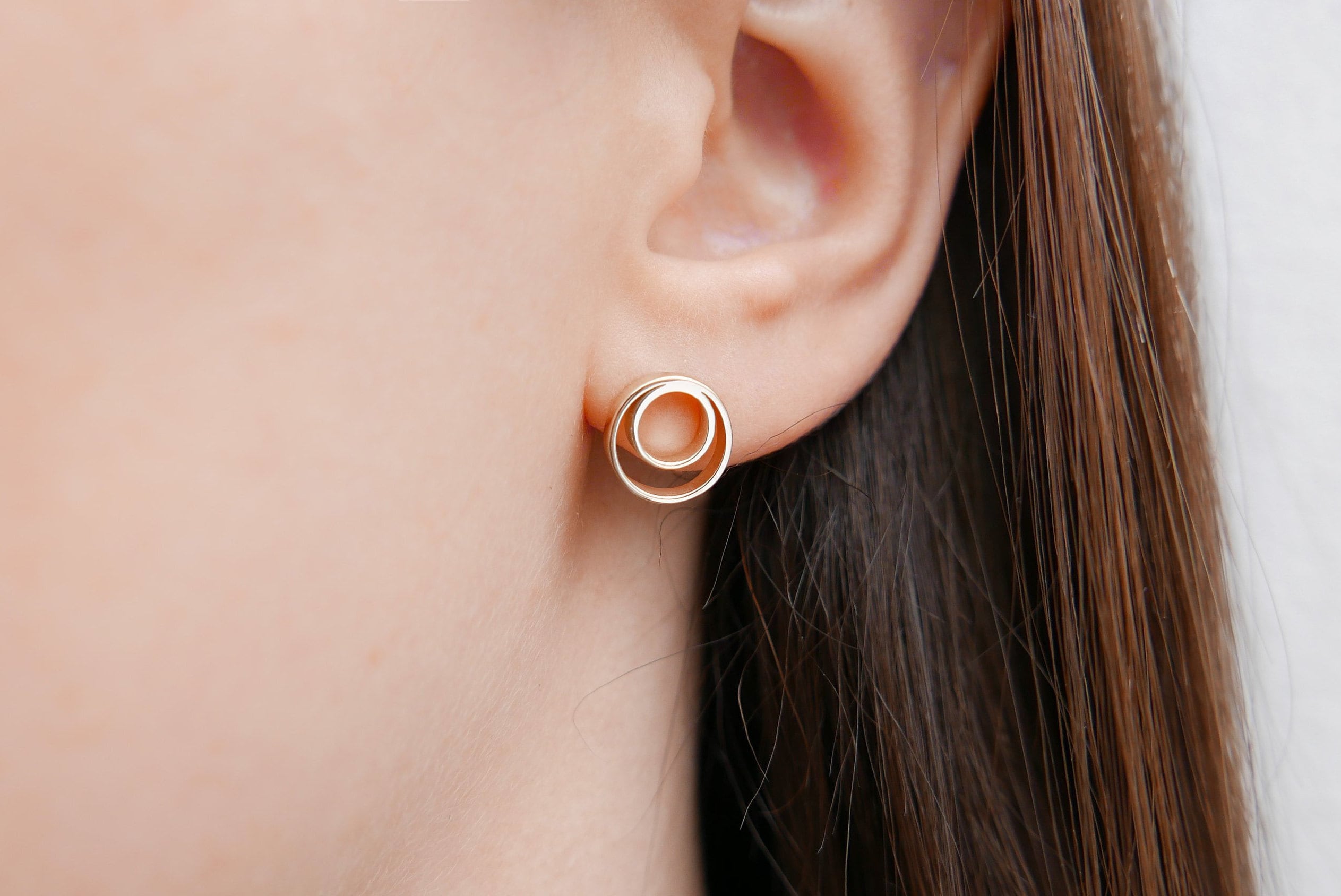 14K Solid Gold Earrings Small Round Gold Earrings 585 Gold | Etsy