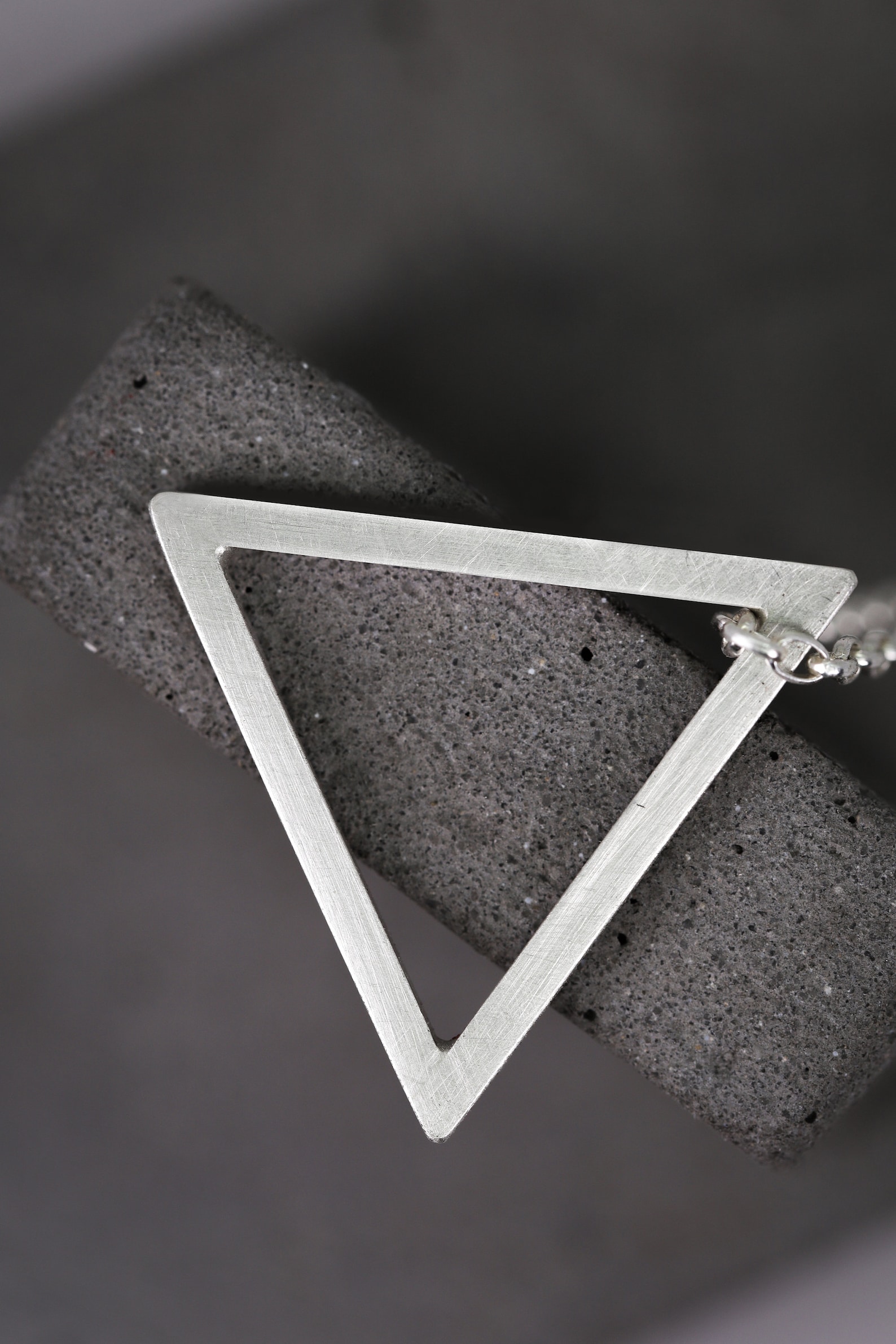 Sterling Silver Triangle Necklace Matte Necklace Triangle - Etsy