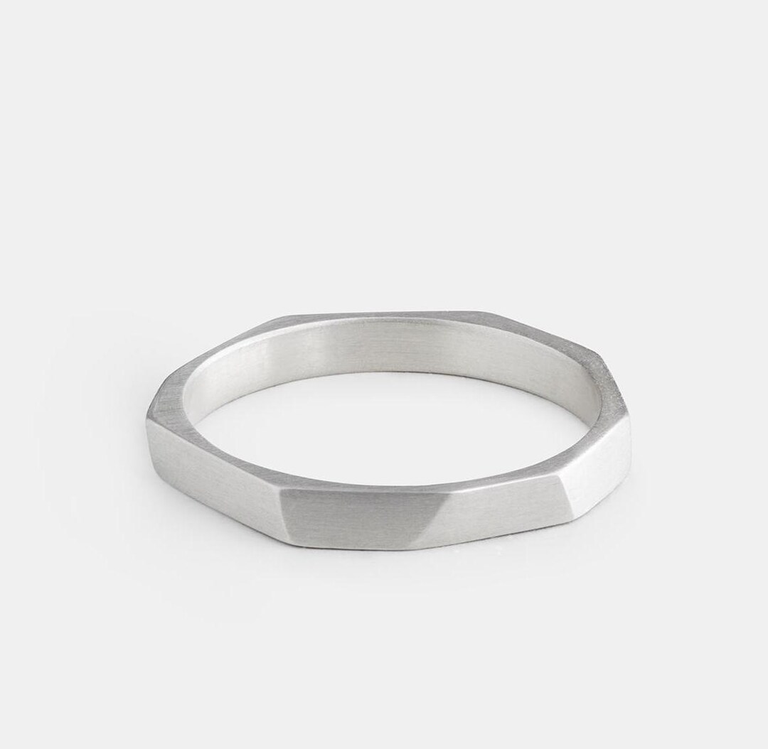 Edge Ring in Silver, Mens Silver Ring 925, 2.5 Mm Silver Ring, Matte ...
