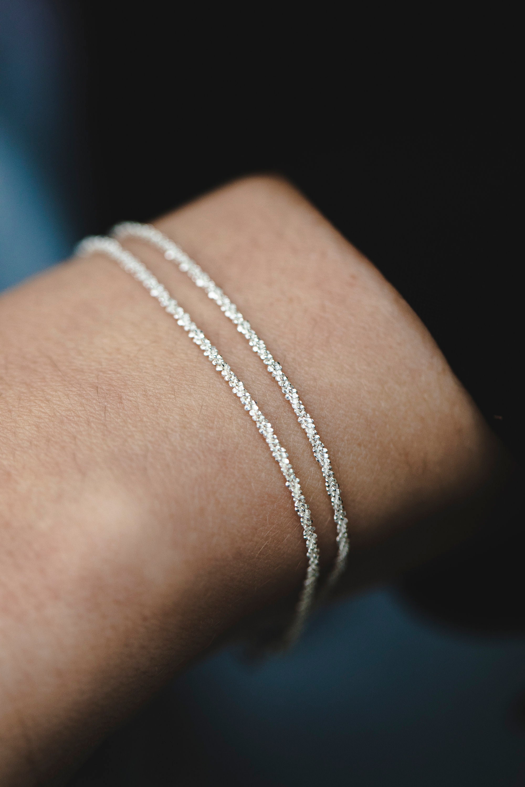 Sterling Silver Bracelet, Women Silver Bracelet, Double Chain Bracelet ...