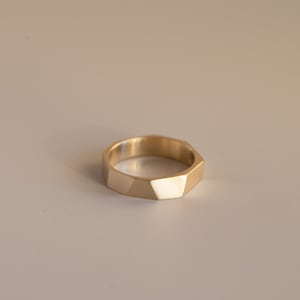 Essence Ring in Gold, 585 Matte Gold Ring, Matte Wedding Ring, Faceted Mens Ring, Solid Gold ...